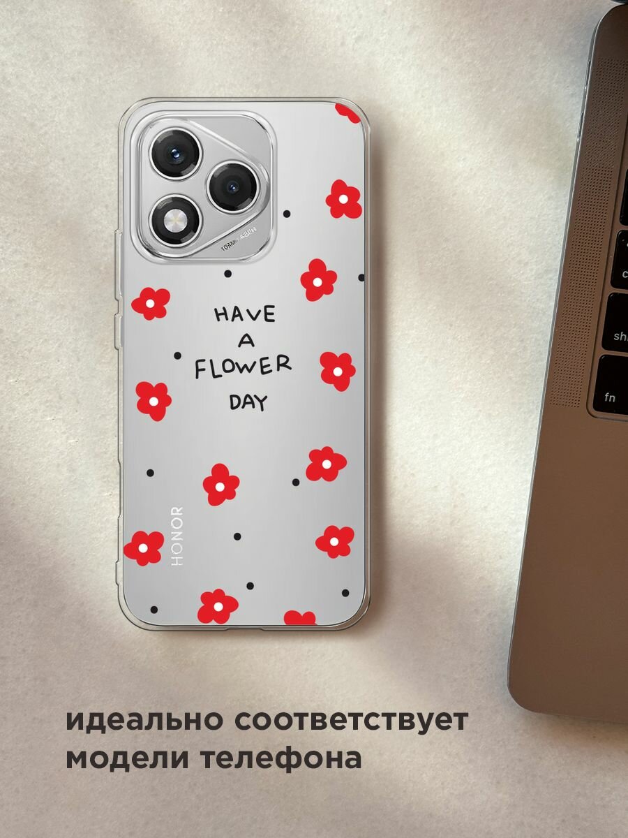 Чехол на Honor 400 Lite / Хонор 400 Лайт с принтом "Have a flower day 2", прозрачный — фото 1