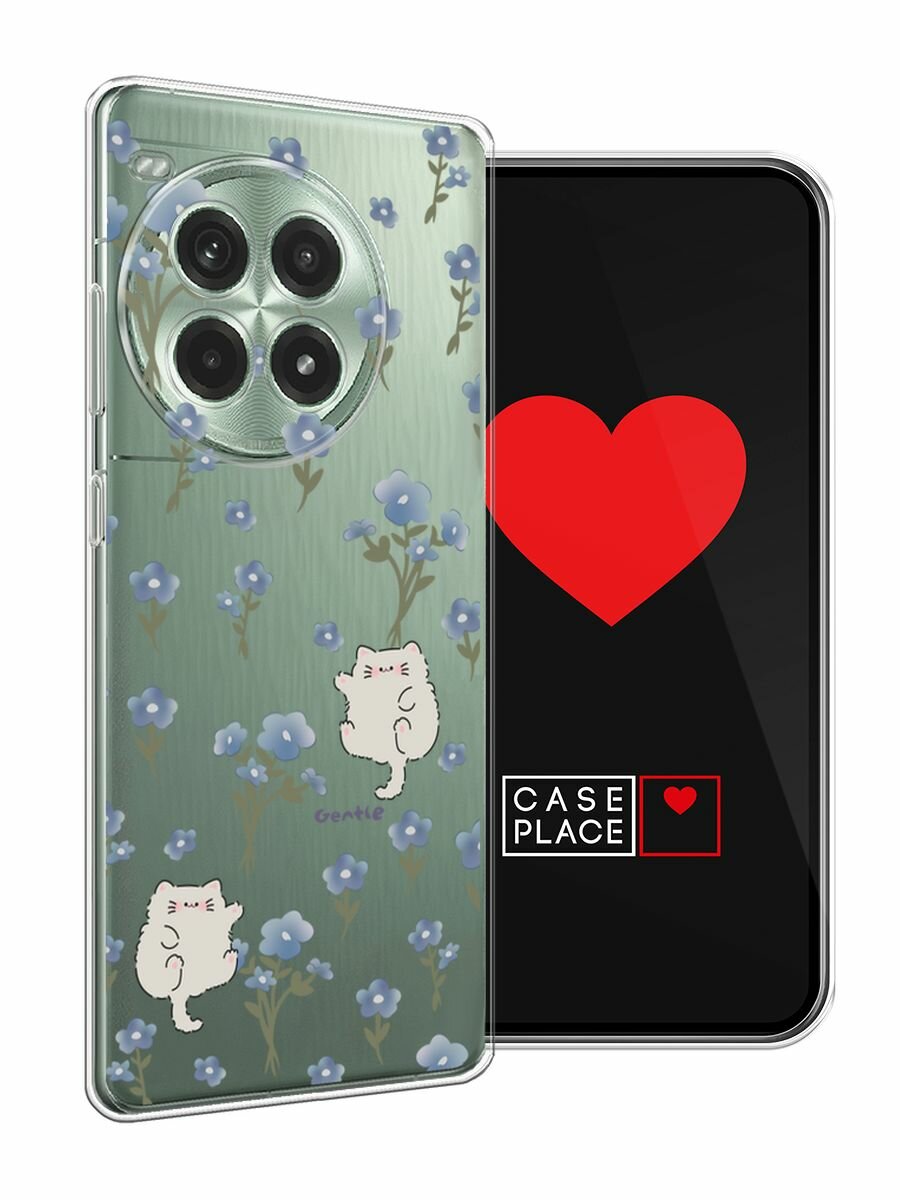 Чехол на OnePlus Ace 3 Pro / Ван Плас Эйс 3 Про с принтом "Gentle cats", прозрачный — фото 1