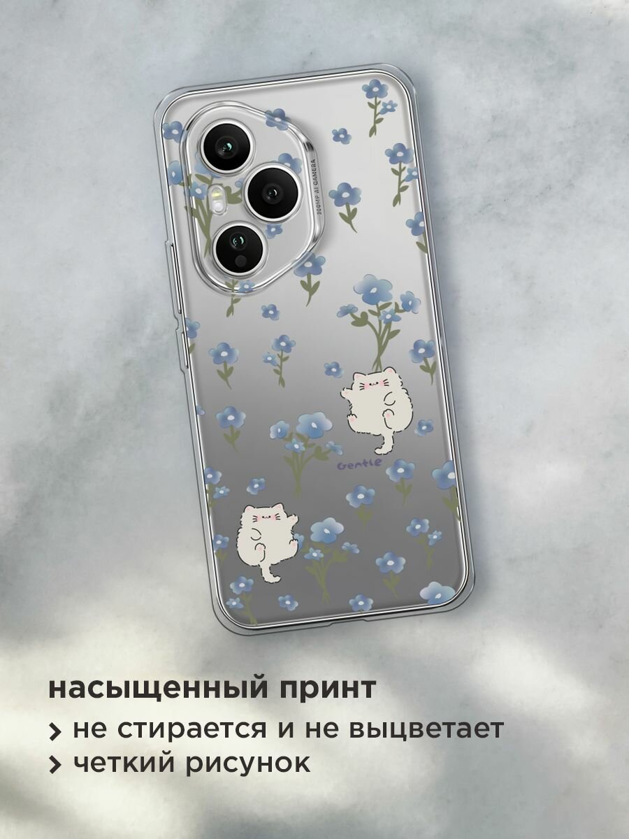 Чехол на Honor 400 Pro / Хонор 400 Про с принтом "Gentle cats", прозрачный — фото 1