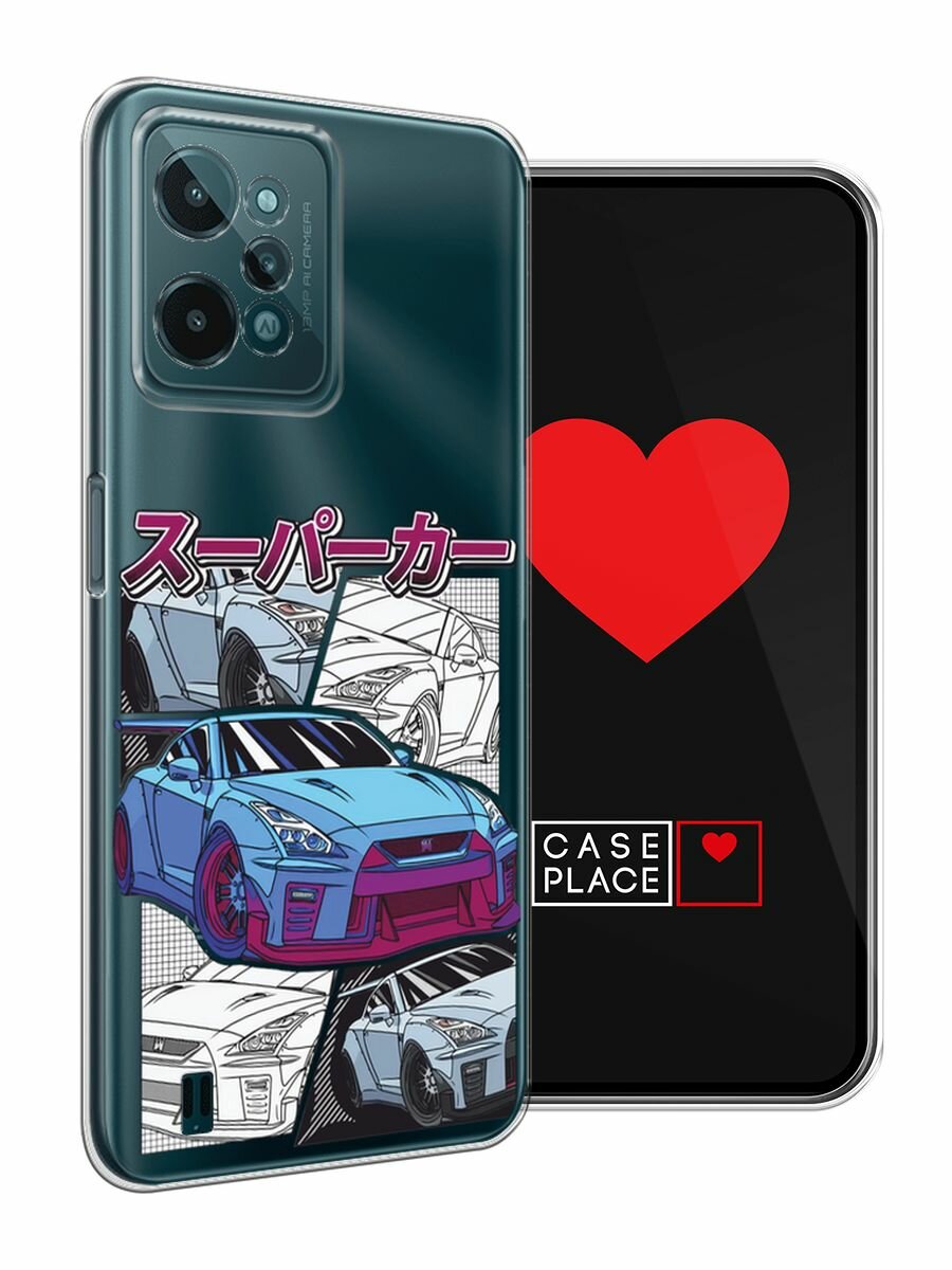 Чехол на Realme C31 / Реалми C31 с принтом "JDM коллаж", прозрачный — фото 1