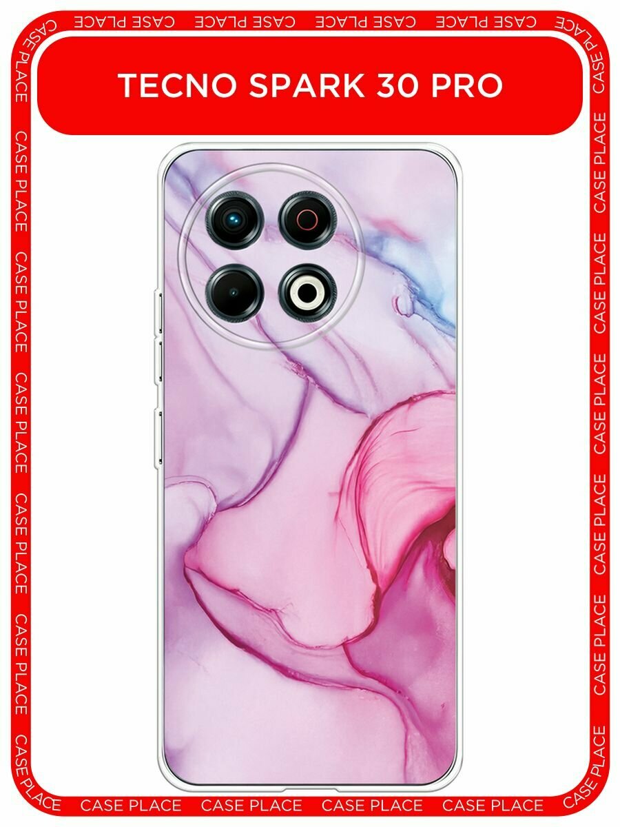 Чехол на Tecno Spark 30 Pro / Текно Спарк 30 Про с принтом "Розовые мраморные разводы"