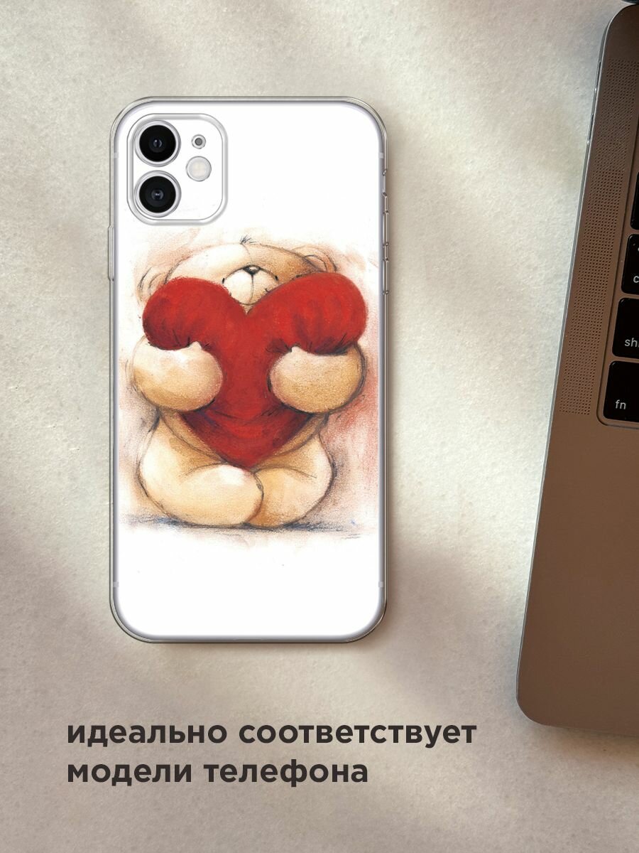 Чехол на Apple iPhone 11 / Айфон 11 с принтом "Мишка с сердцем 1" — фото 1