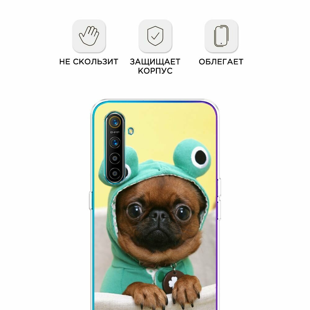Чехол на Realme XT / Реалми XT с принтом "Собачка в шапке лягушки" — фото 1