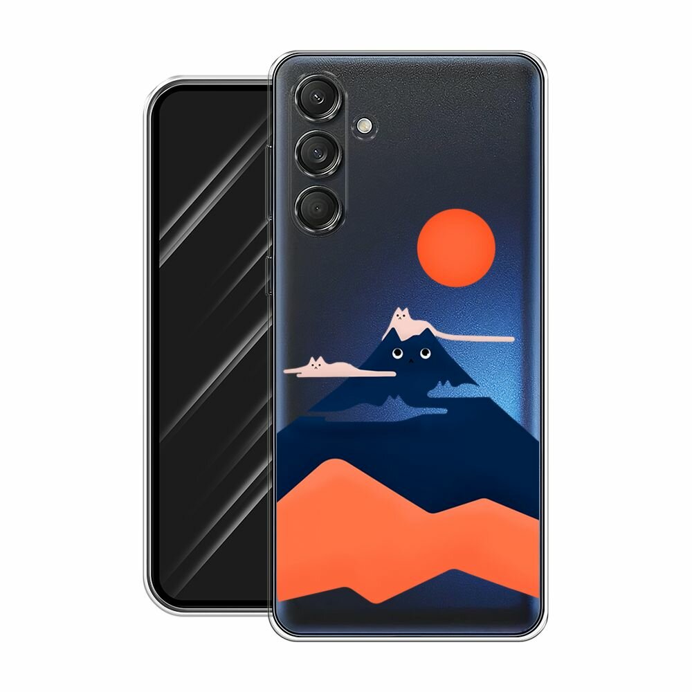 Чехол на Samsung Galaxy M55 / Самсунг M55 с принтом "Кот-гора", прозрачный — фото 1