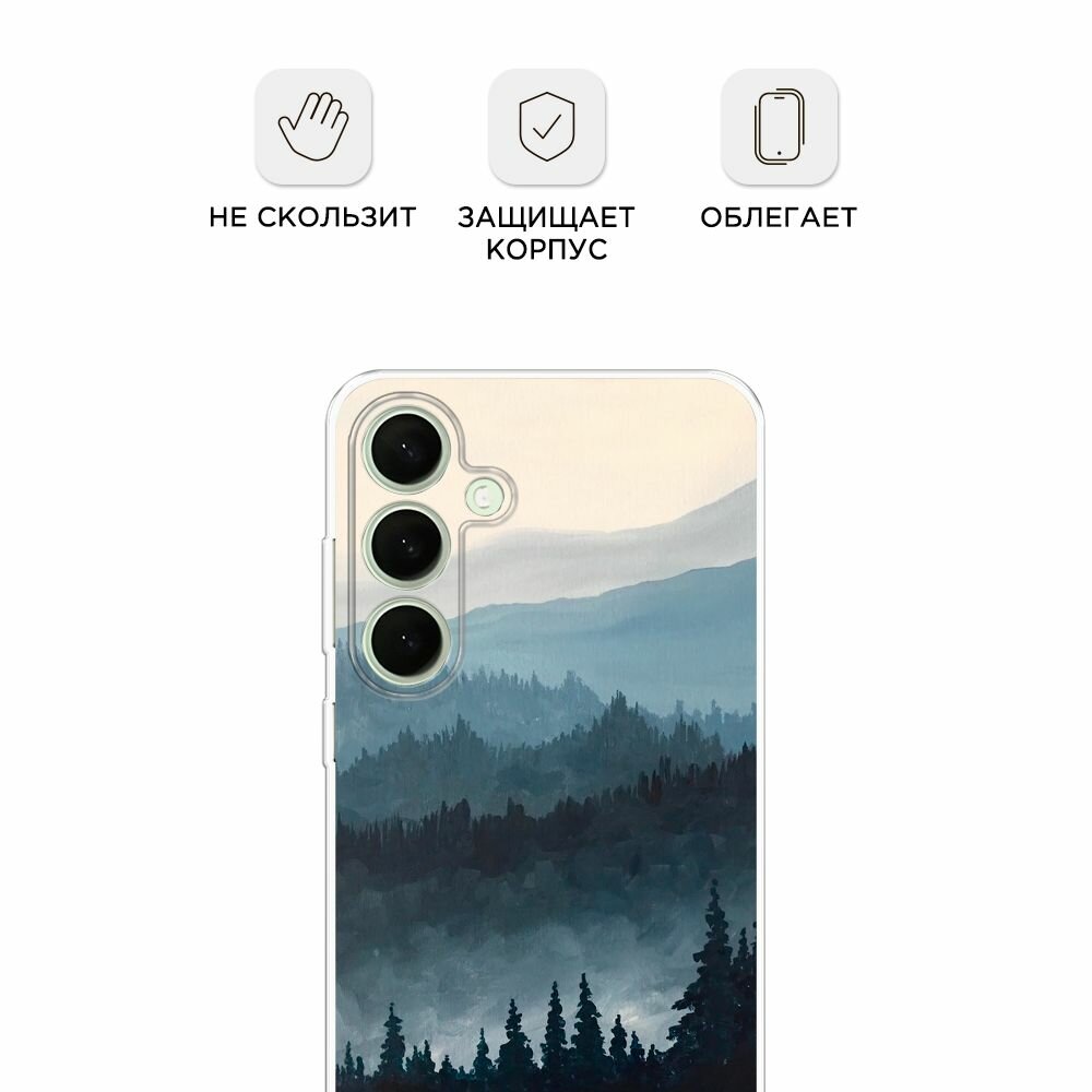 Чехол на Samsung Galaxy S25 Plus / Самсунг S25 Плюс с принтом Туманные горы — фото 1
