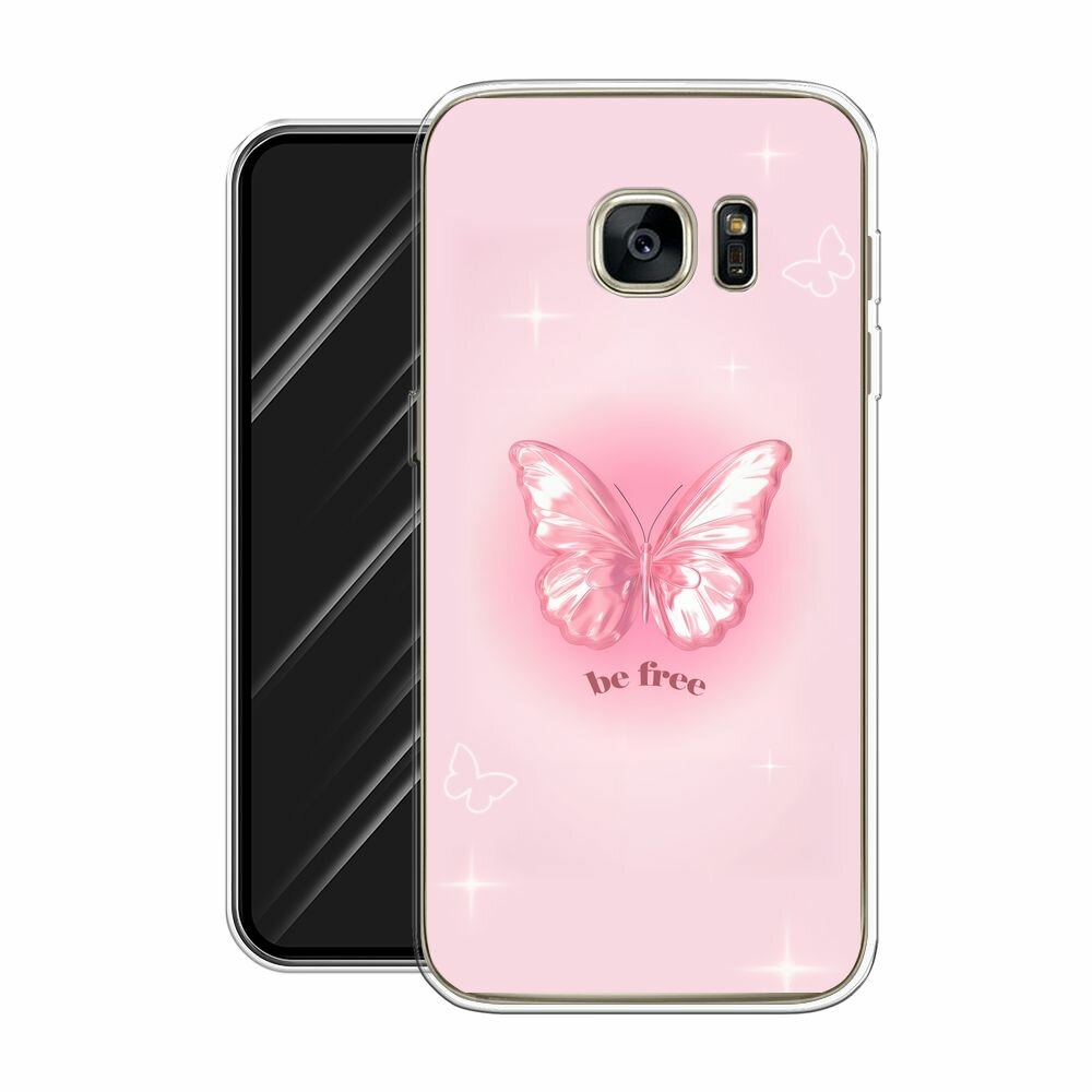 Чехол на Samsung Galaxy S7 / Самсунг Галакси С 7 с принтом "Be free butterfly 1" — фото 1