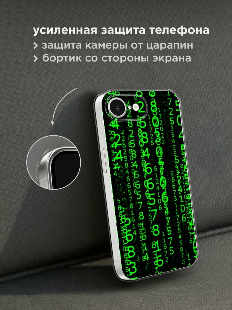 Чехол на Apple iPhone 16e/17e / Айфон 16е/17e с принтом "Цифры матрицы" — фото 1