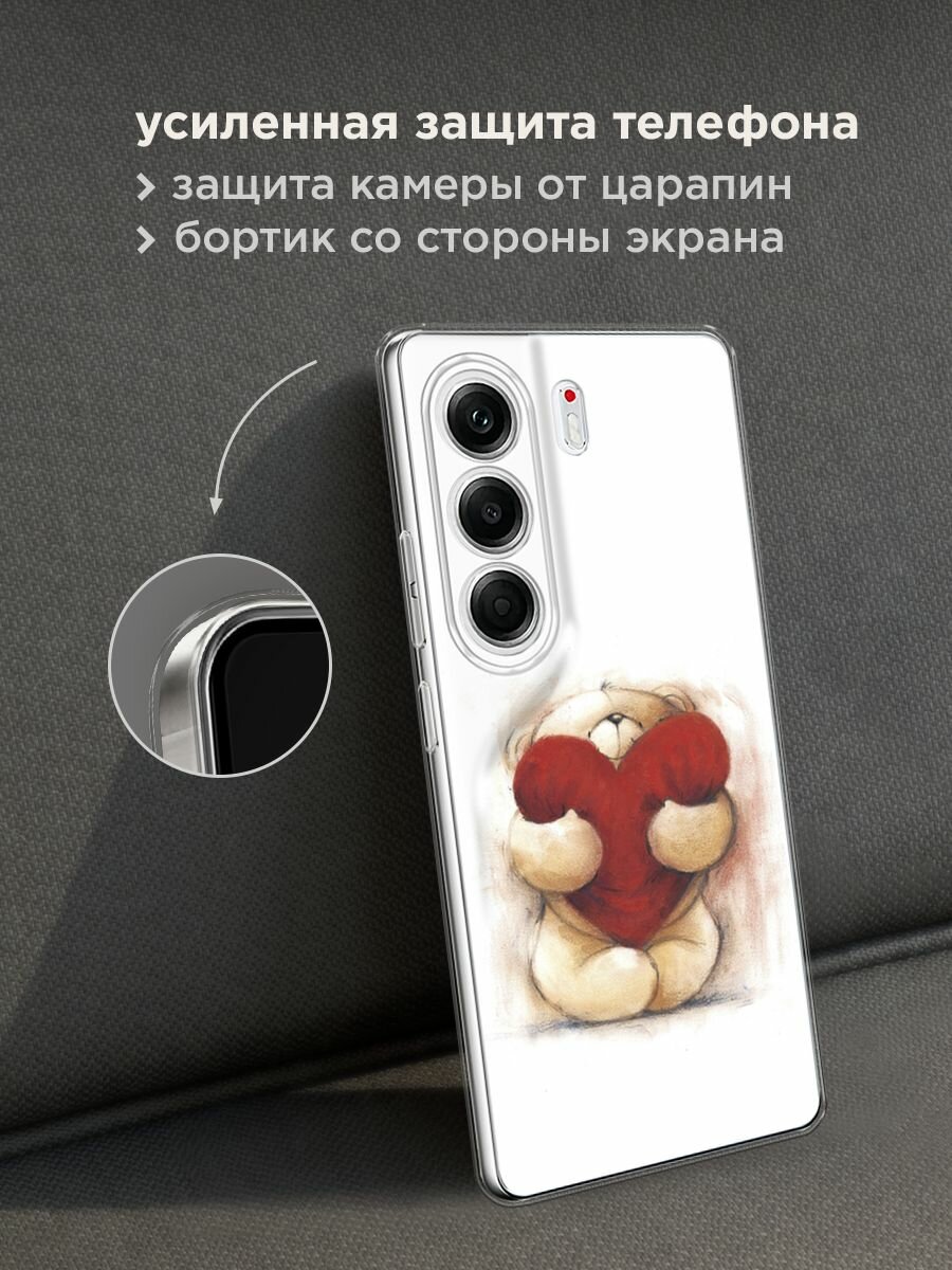 Чехол на Tecno Camon 40 Pro 5G / Текно Камон 40 Про 5G с принтом "Мишка с сердцем 1" — фото 1