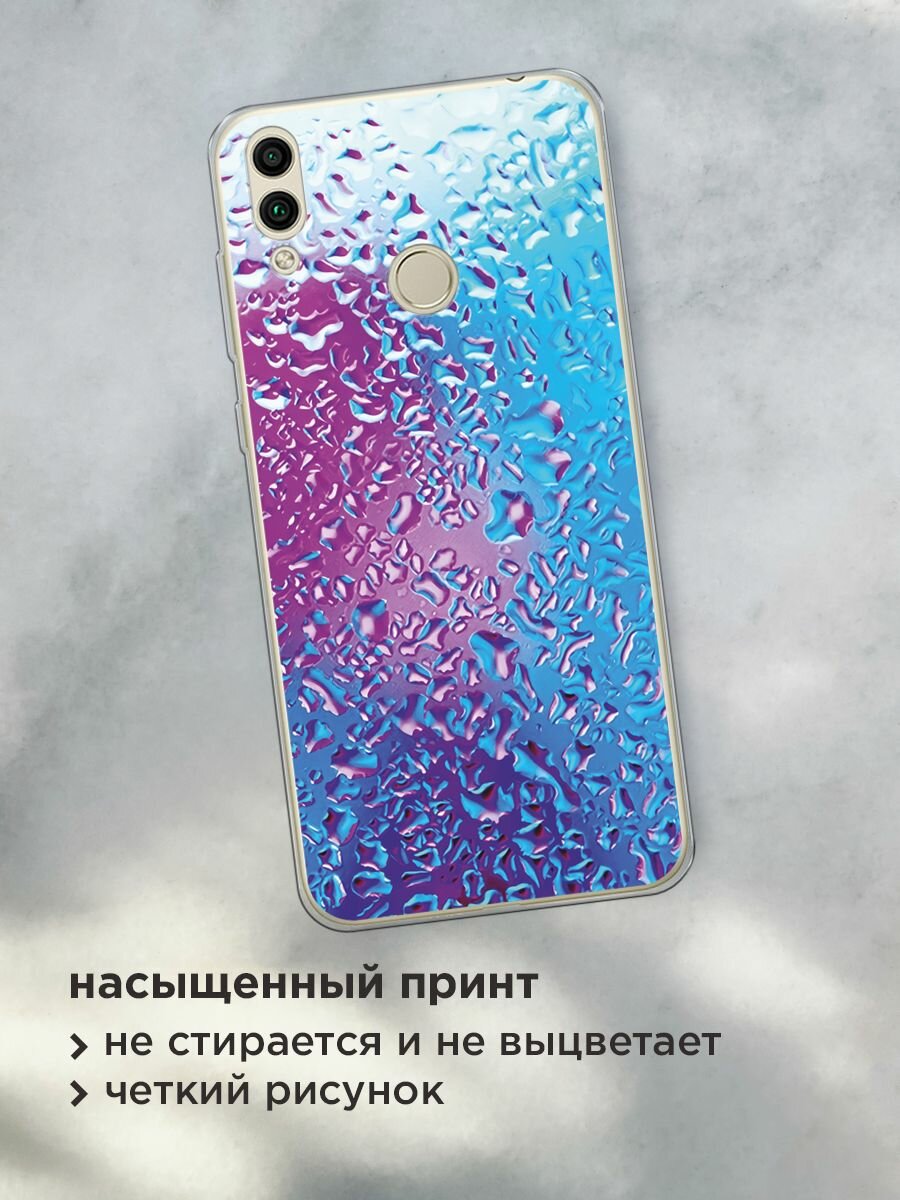 Силиконовый чехол на Honor 8C / Хонор 8С с принтом "Капли на стекле" — фото 1