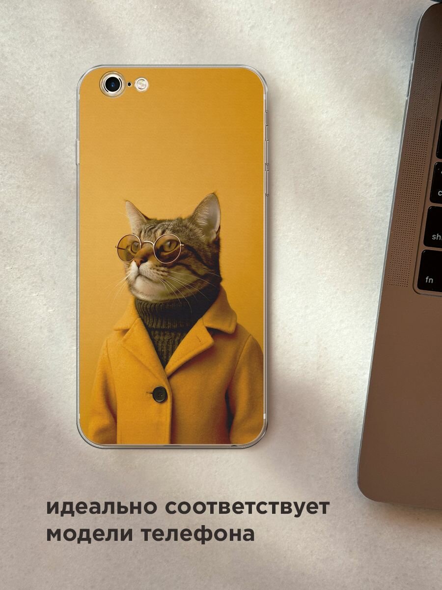 Чехол на Apple iPhone 6 Plus/6S Plus / Айфон 6 Плюс/Айфон 6С Плюс с принтом "Деловой кот в пальто" — фото 1