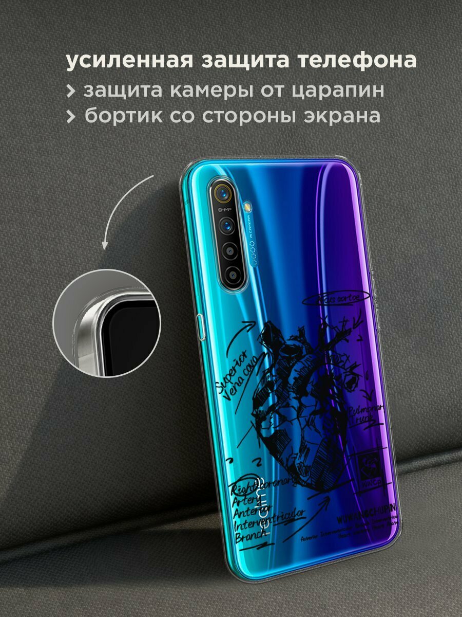 Чехол на Realme XT / Реалми XT с принтом "Анатомическое сердце 2", прозрачный — фото 1