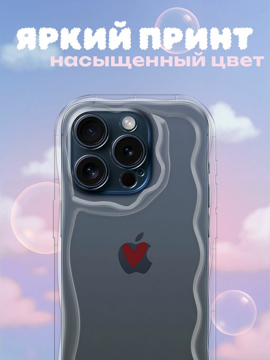 Чехол на Apple iPhone 15 Pro / Айфон 15 Про с принтом "Маленькое красное сердечко" — фото 1