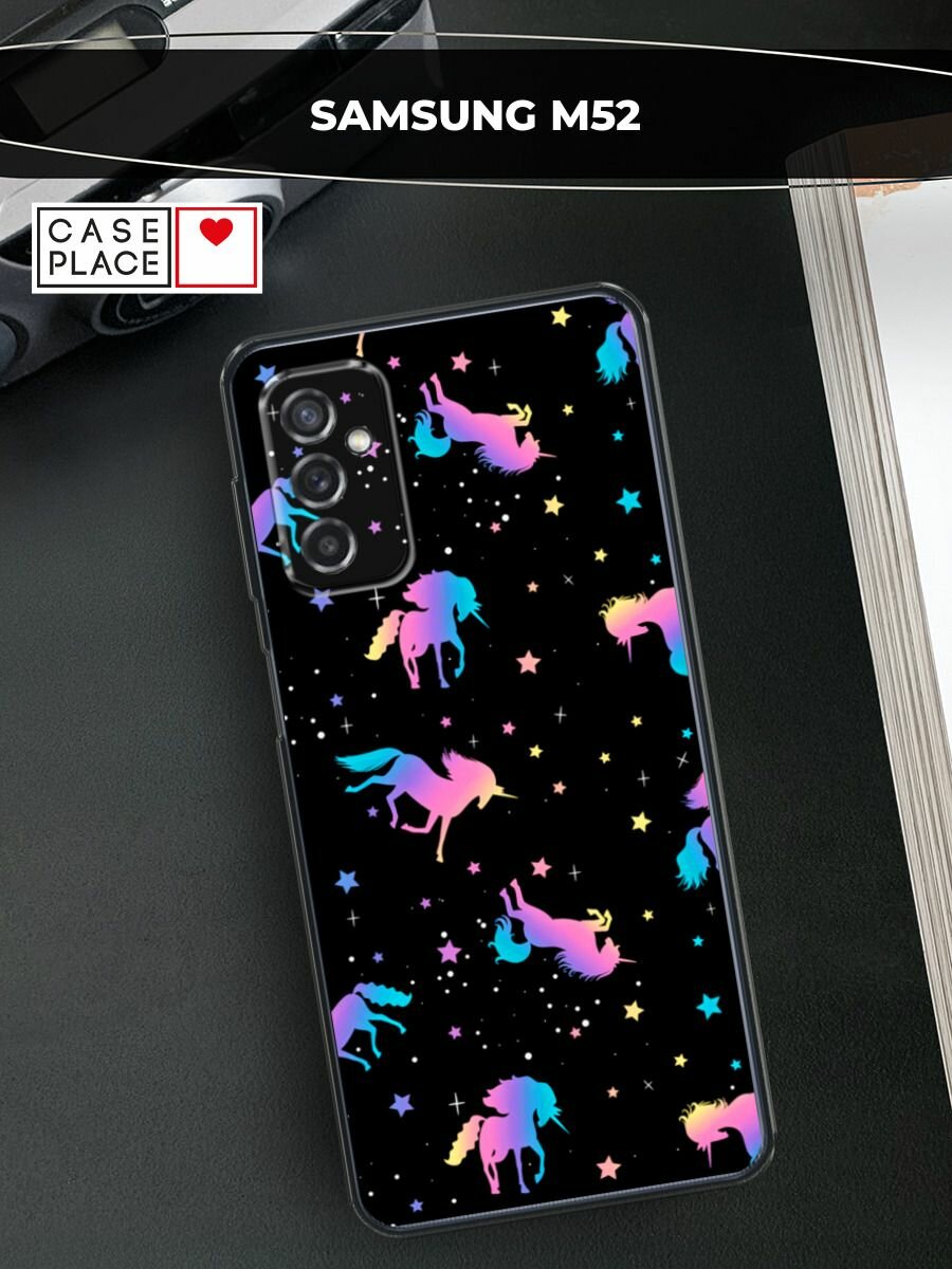 Чехол на Samsung Galaxy M52 / Самсунг Галакси M52 с принтом "Единороги градиент"