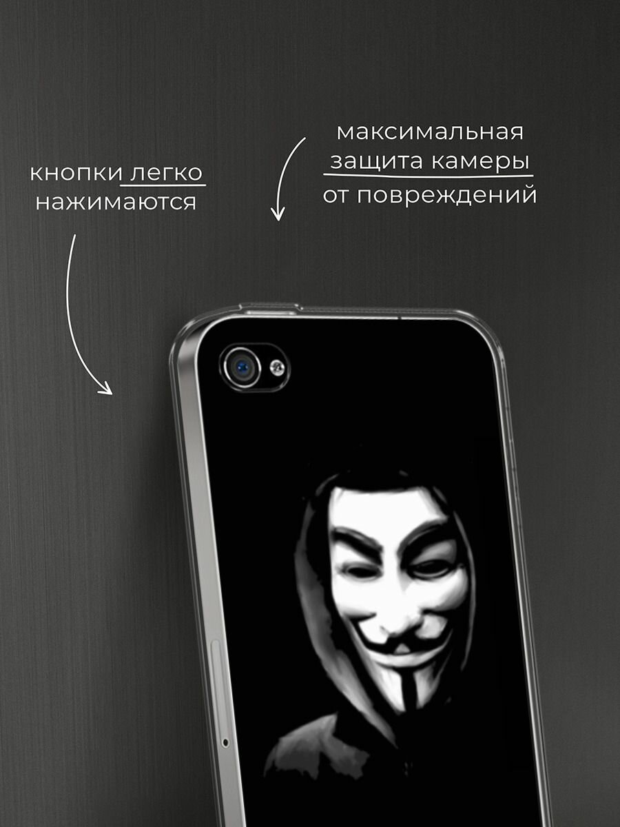 Чехол на Apple iPhone 4/4S / Айфон 4/4S с принтом "Анонимус" — фото 1