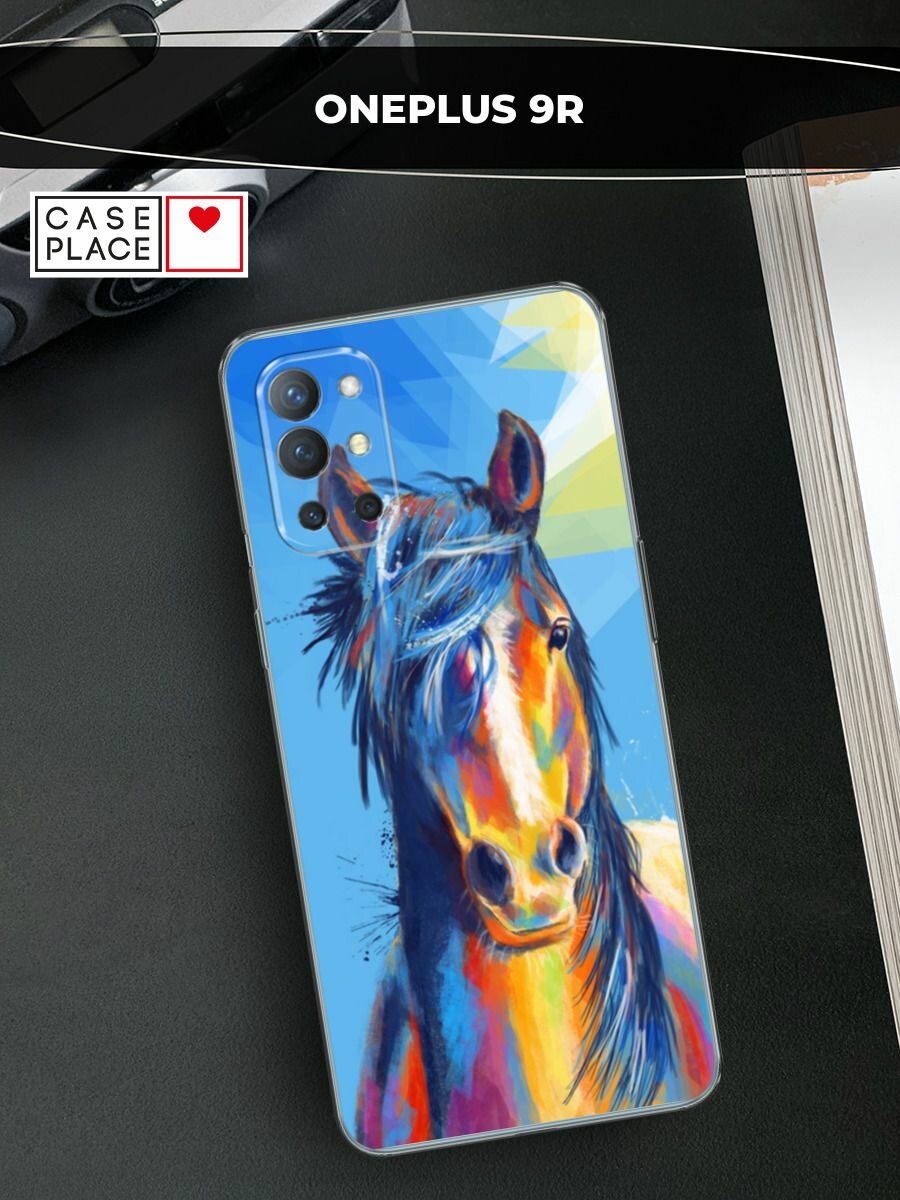 Силиконовый чехол на OnePlus 9R / ВанПлас 9R с принтом "Лошадь арт 3"