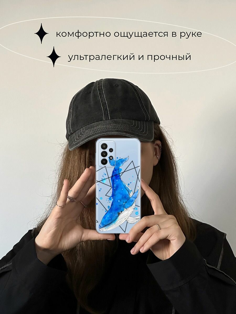 Чехол на Samsung Galaxy A23 / Самсунг Галакси А23 с принтом "Кит графика", прозрачный — фото 1