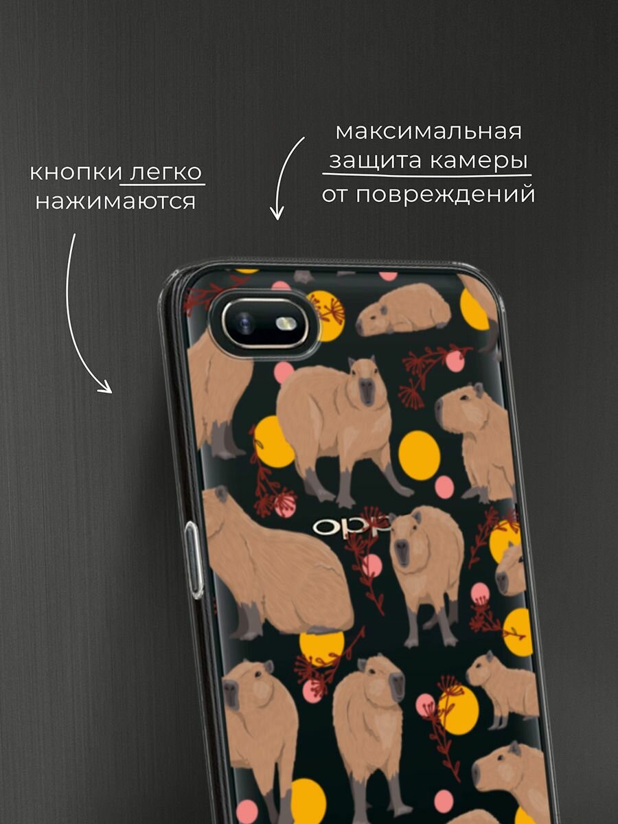 Чехол на Oppo A1k / Оппо А1к с принтом "Капибара паттерн", прозрачный — фото 1