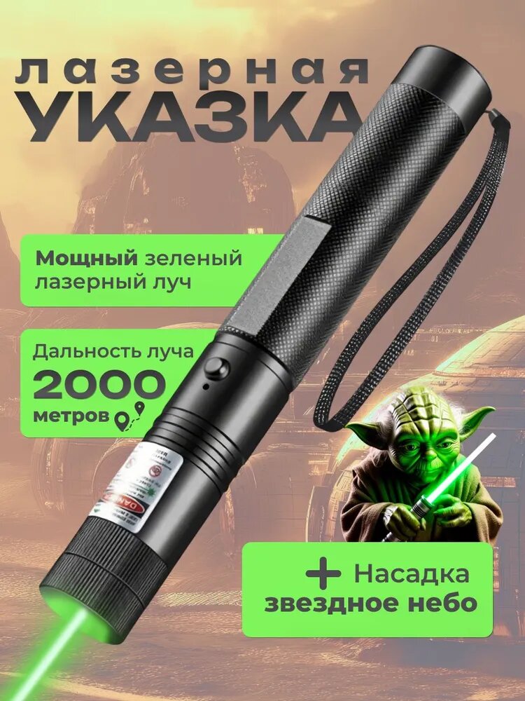 Лазерная указка мощная с аккумулятором для кошек и собак зеленый лазер
