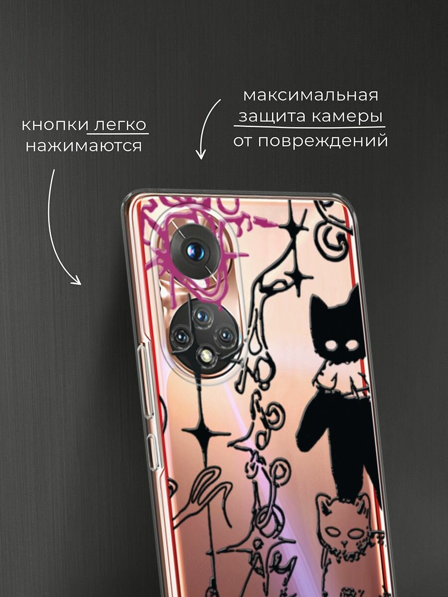 Чехол на Honor 50/Huawei Nova 9 / Хонор 50/Хуавей Нова 9 с принтом "Готические котики" — фото 1