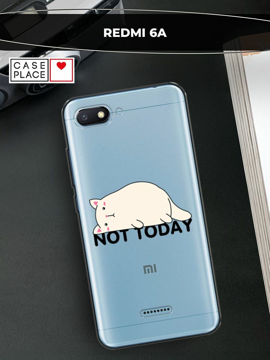 Чехол на Xiaomi Redmi 6A / Сяоми Редми 6А с принтом "Cat not today", прозрачный
