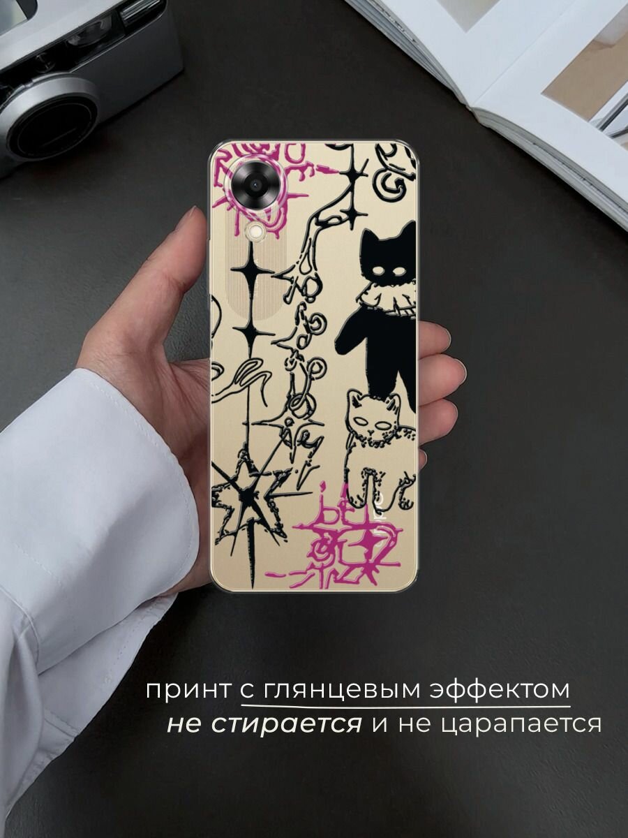 Чехол на Oppo A17K / Оппо A17K с принтом "Готические котики" — фото 1