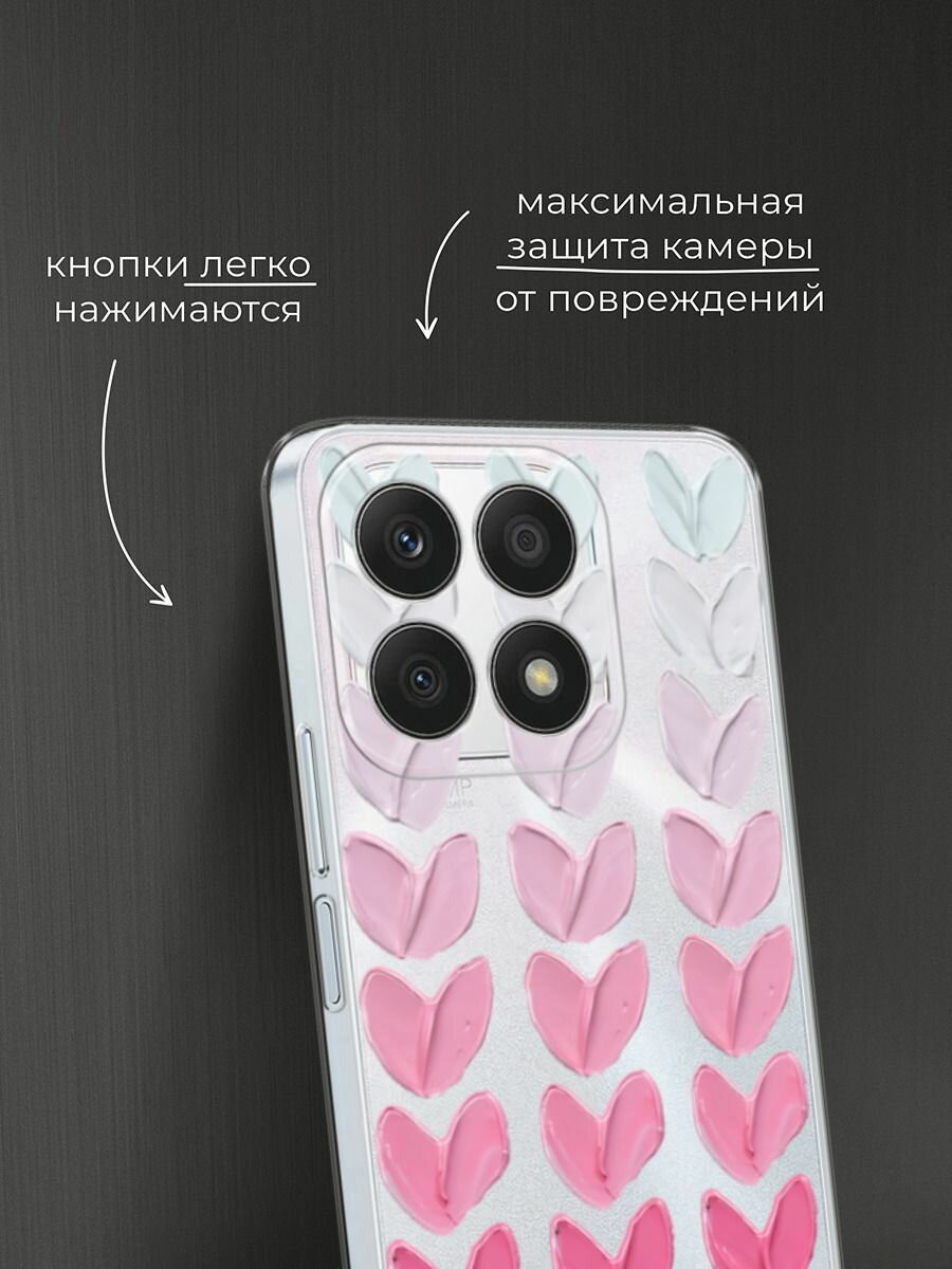 Чехол на Honor X8A / Хонор X8A с принтом "Градиент из сердечек" — фото 1