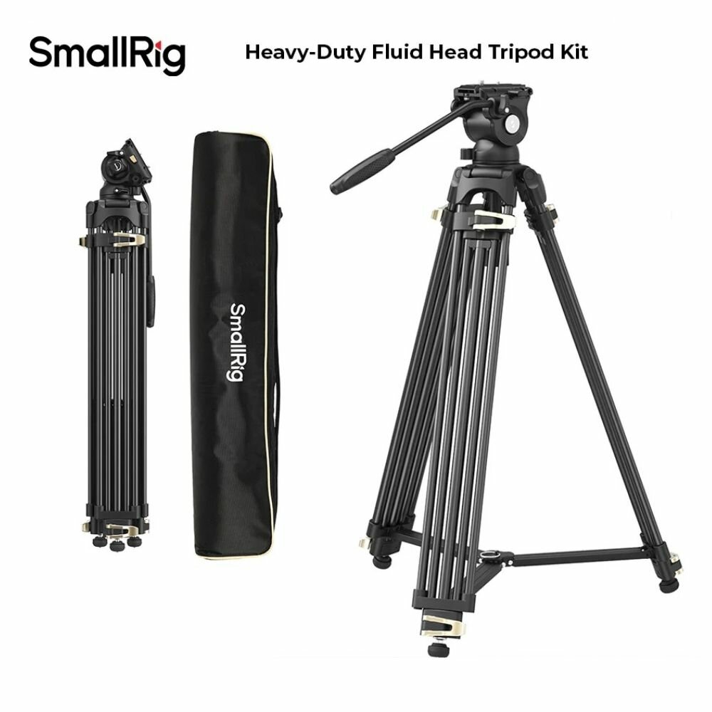 SmallRig AD-01S Штатив для видеосъемки, 74-дюймовый сверхпрочный штатив с жидкостной головкой 4686