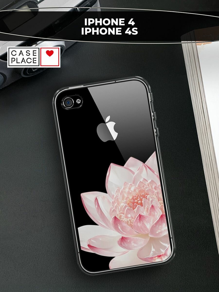 Чехол на Apple iPhone 4/4S / Айфон 4/4S с принтом "Стеклянный лотос"