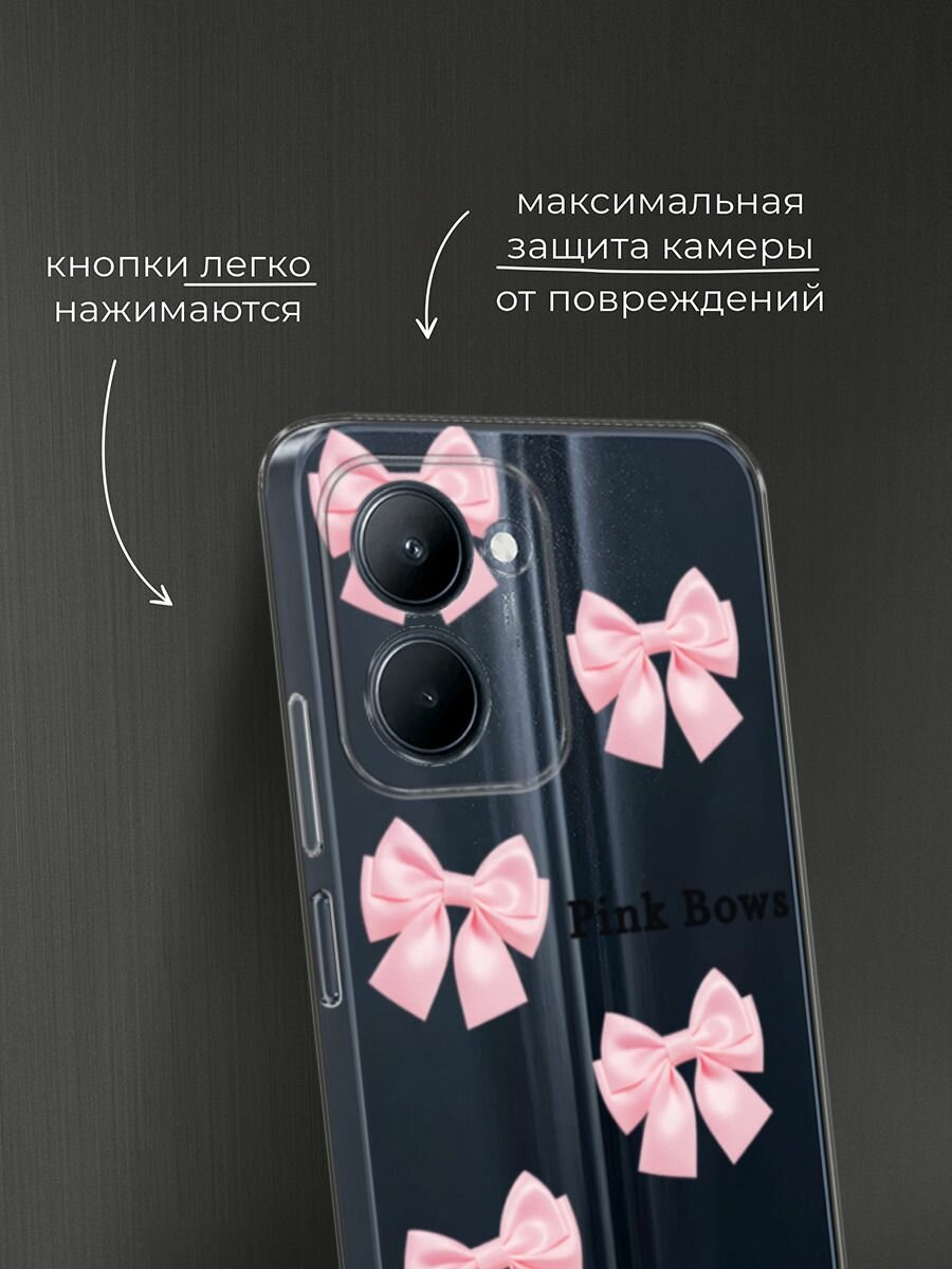 Чехол на Realme C33 / Реалми С33 с принтом "Pink Bows", прозрачный — фото 1