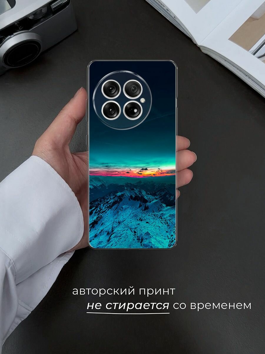 Силиконовый чехол на OnePlus 13 / Ван Плас 13 с принтом "Закат в горах" — фото 1