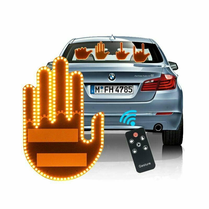 Наклейка Для Авто Светодиодная , Игрушка Для Автомобиля В Форме Руки На Стекло