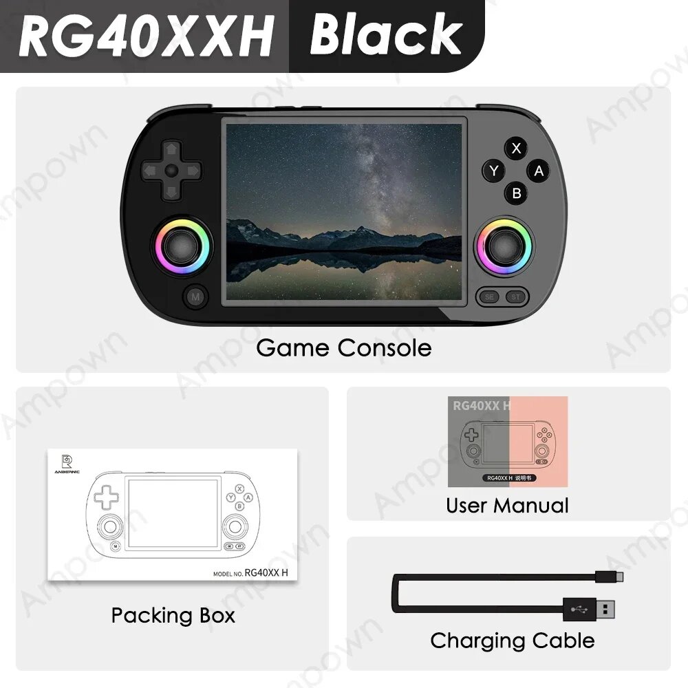 ANBERNIC RG40XX H портативная игровая консоль, Black, 64G(5K Games)