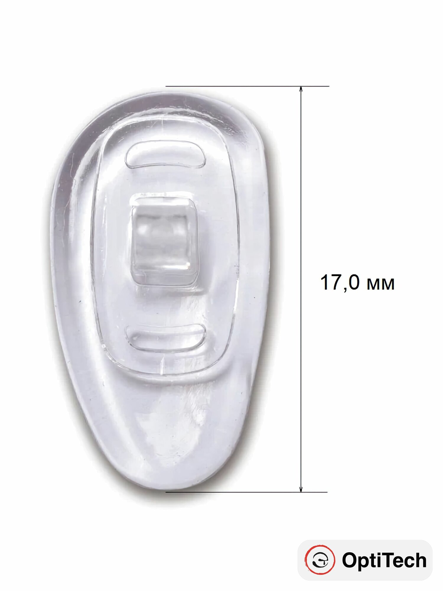 Носовые упоры OptiTech для очков, с пластиковой вставкой "под винт", повышенной комфортности, носоупоры парные, 17мм, 2 пары