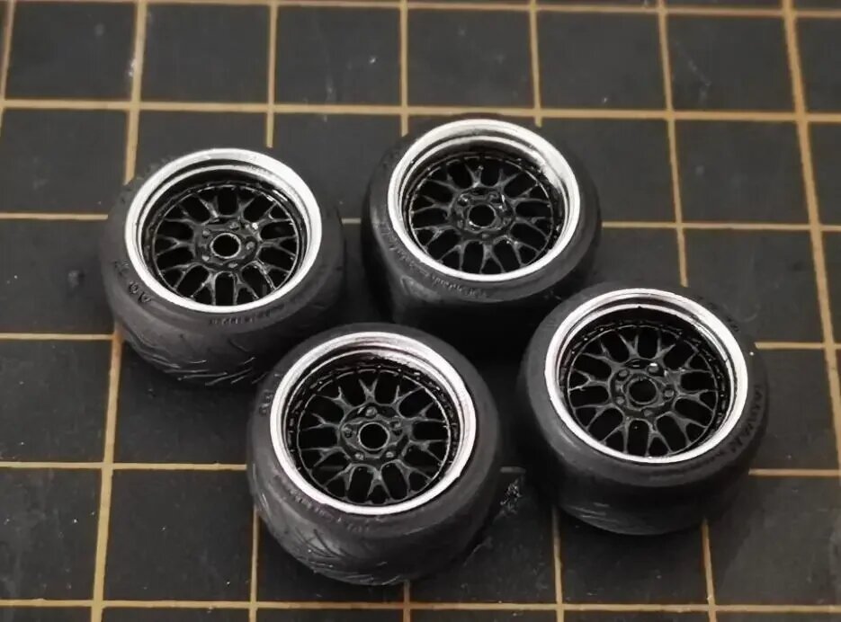 1:43 Колеса и шины 15 мм BBS LM ADVAN S1 Модифицированные детали для моделей автомобилей 1/43, Черный