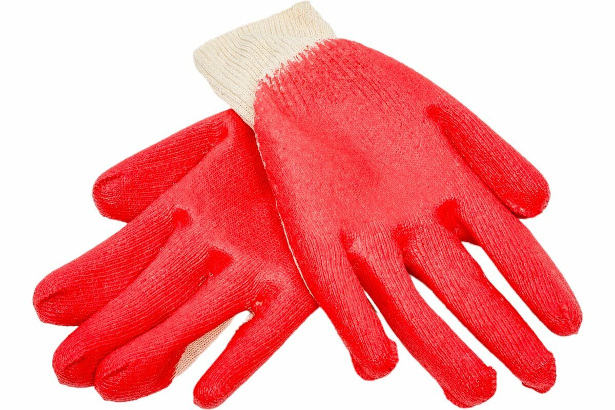 Спец Х/Б перчатки одинарный облив латекс красные 13кл упаковка-пакет 20 пар И-8047-И/20