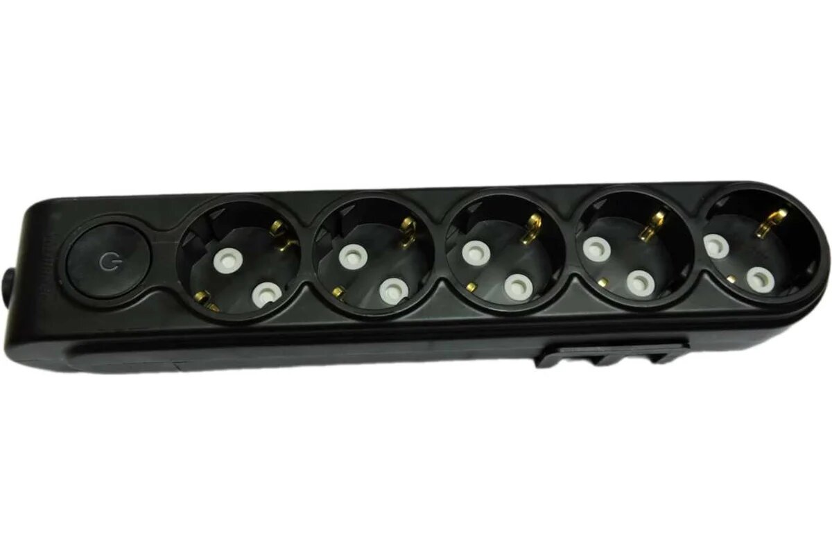 MAKEL колодка 5 гнезд с защитой от детей, с заземлением и выключателем, черная N5310100