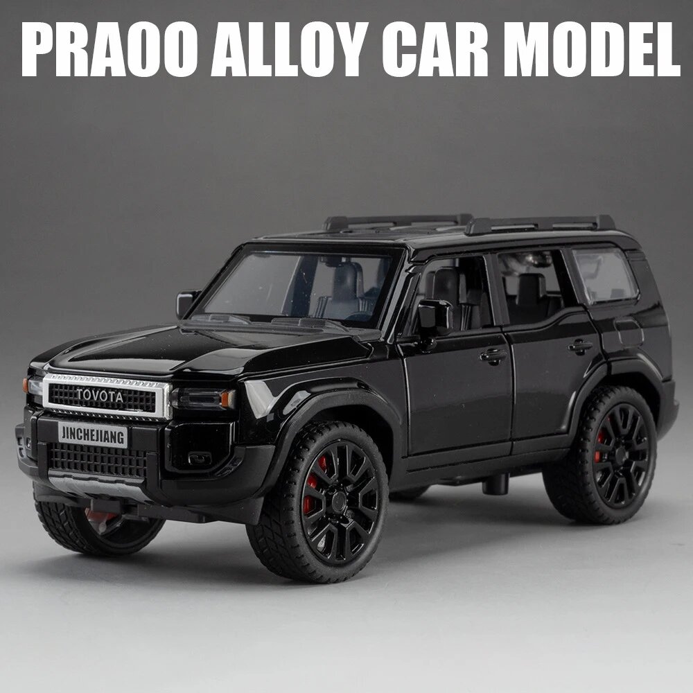 1:32 Land Cruiser Prado SUV 2024, литая под давлением игрушечная модель автомобиля из сплава, звук и свет, детские игрушки, коллекционные предметы, подарок на день рождения, Черный