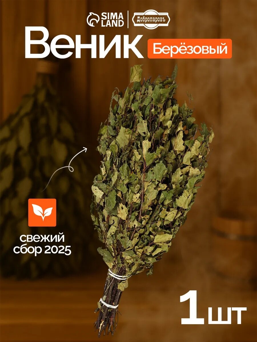 Веник для бани "Доброправъ", берёзовый, длина 50 см, ширина 20 см