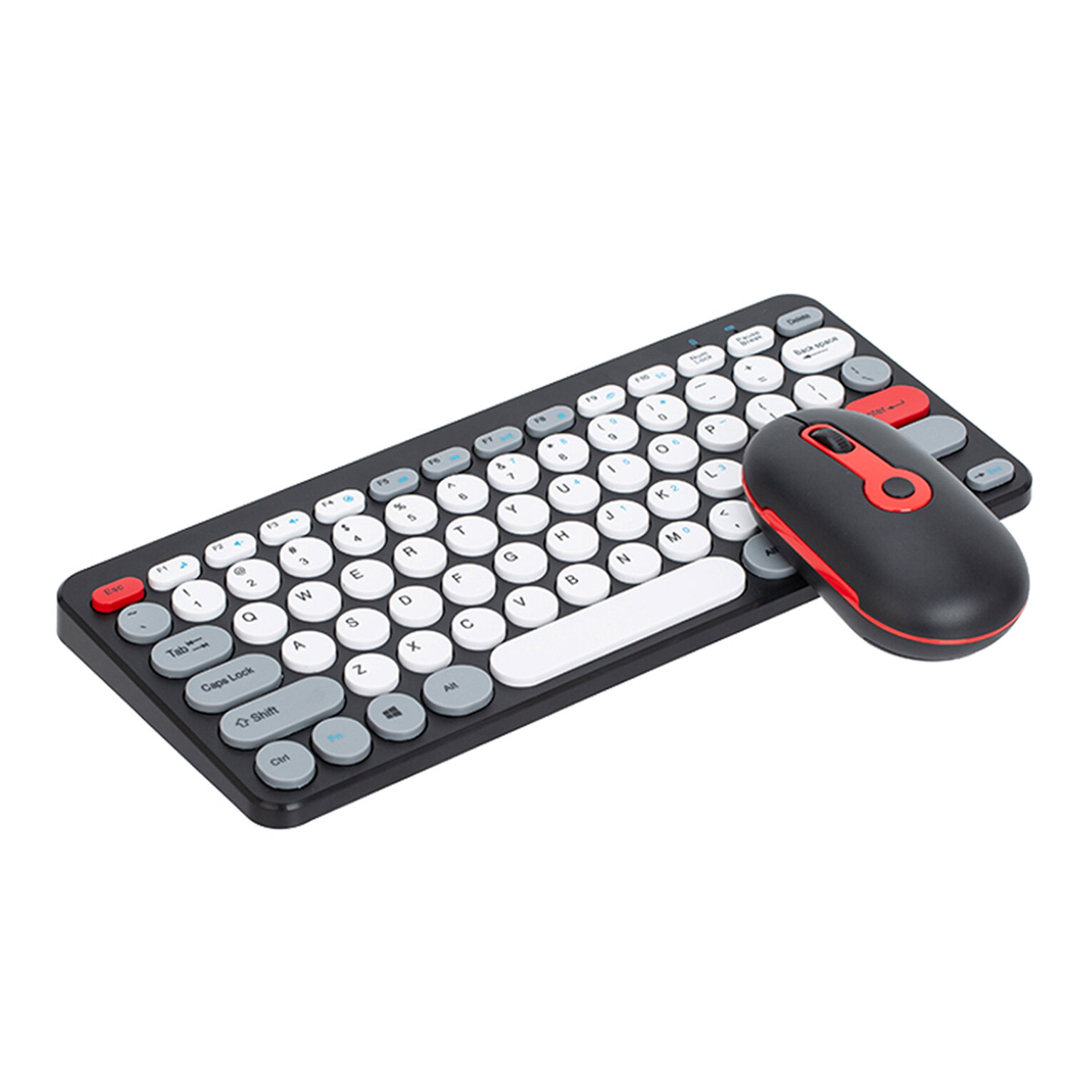 Беспроводная клавиатура и комбо 2.4G для компьютера и ноутбука, материал ABS, цвет Черный/розовый/синий, размер клавиатуры 28*51*27 мм, количество клавиш 78, батарейка 2AAA, поддержка Windows, Mac OS