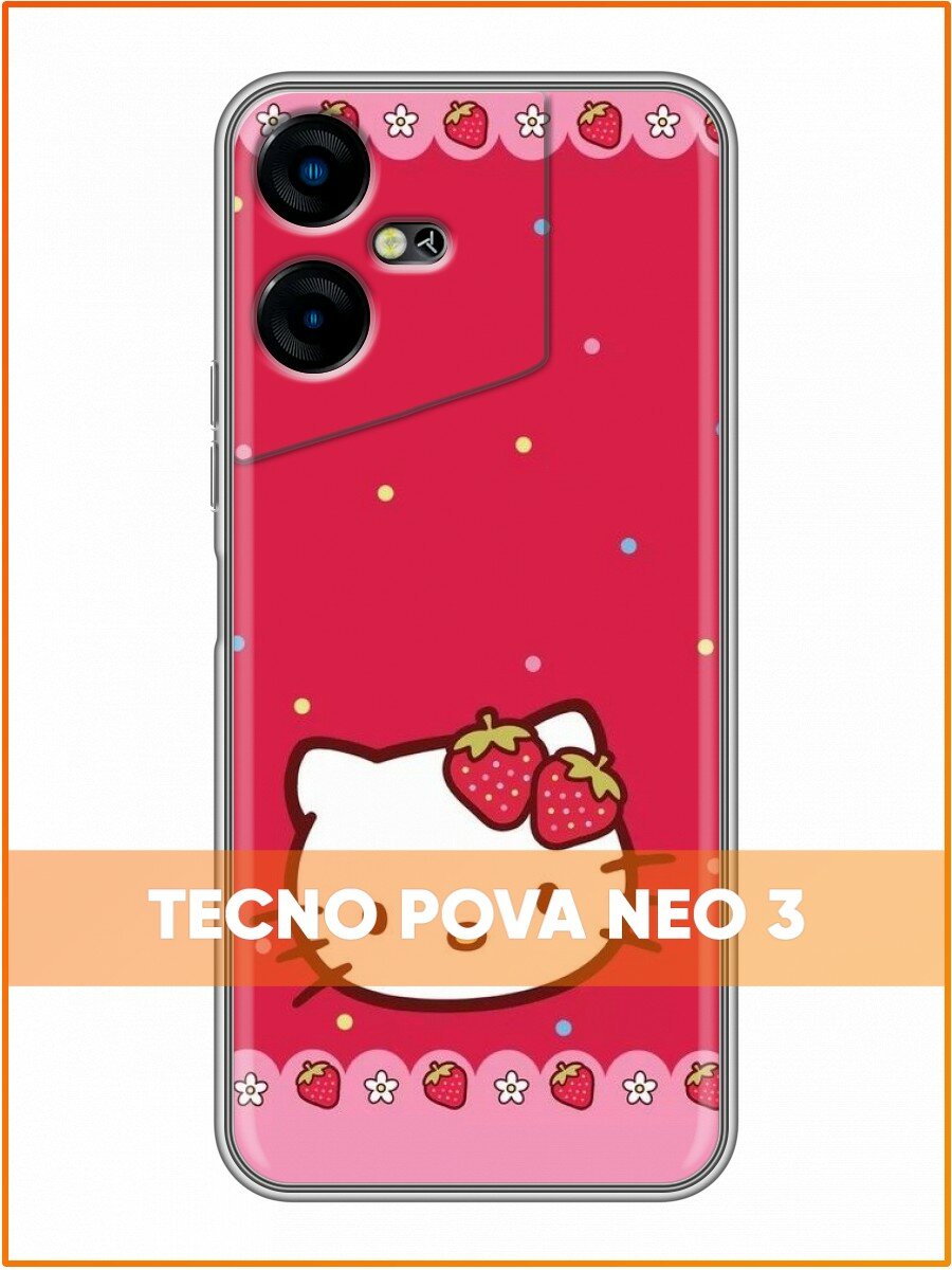 Чехол для Tecno Pova Neo 3 с принтом для девочек с Хеллоу Китти (Техно Пова Нео 3)