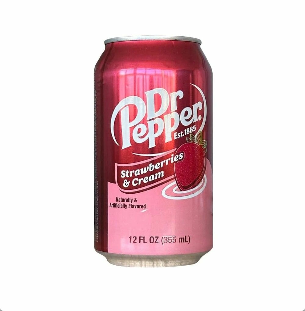 Напиток газированнный Dr. Pepper Strawberries&Cream клубника со сливками 0.355л, США - 1 шт.