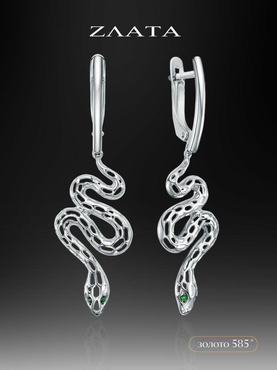 Серьги с подвесками, белое, красное золото, 585 проба, родирование