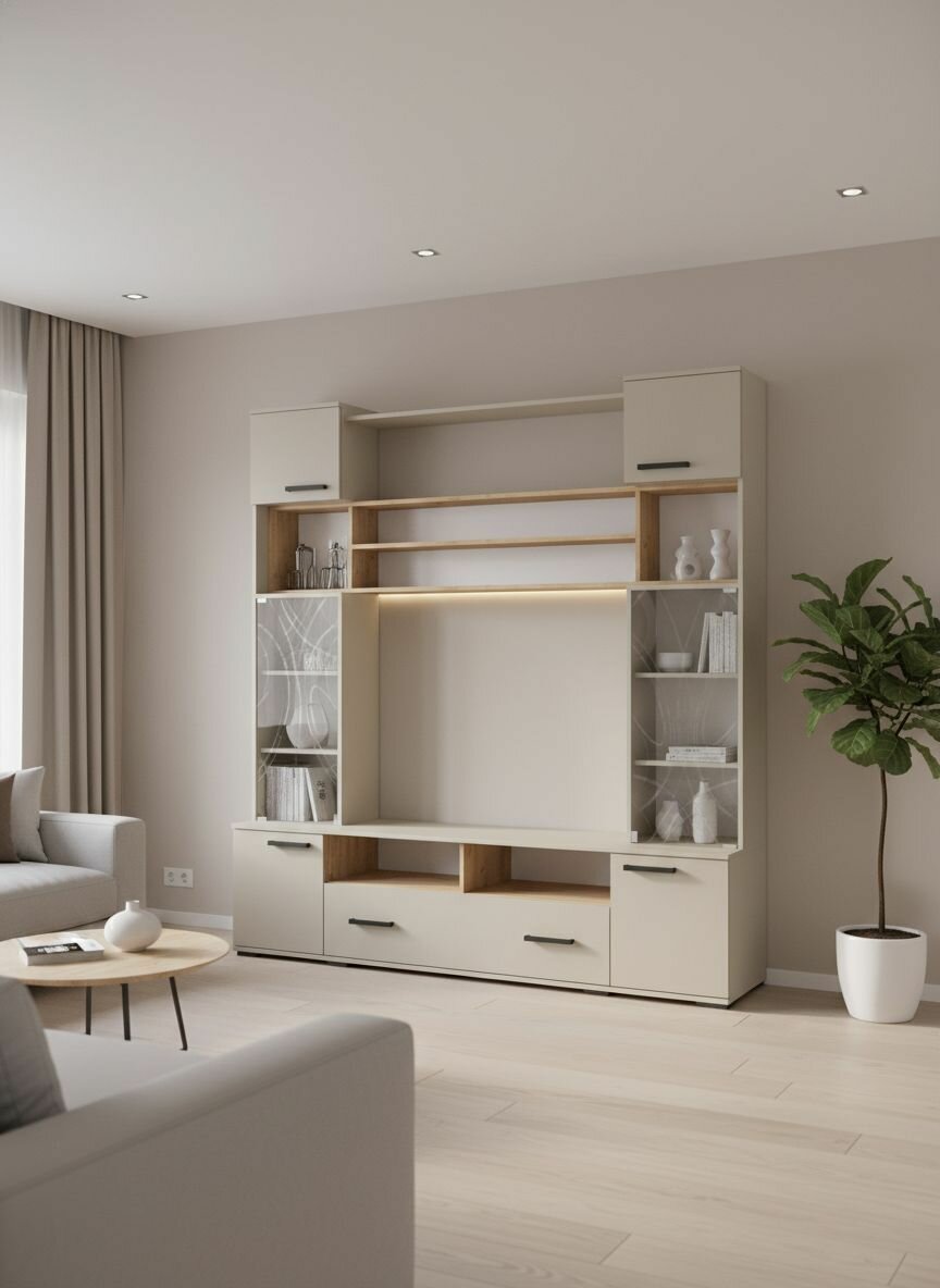 ARNIKA Стенка в гостиную Оскар, Кашемир, Дуб крафт золотой