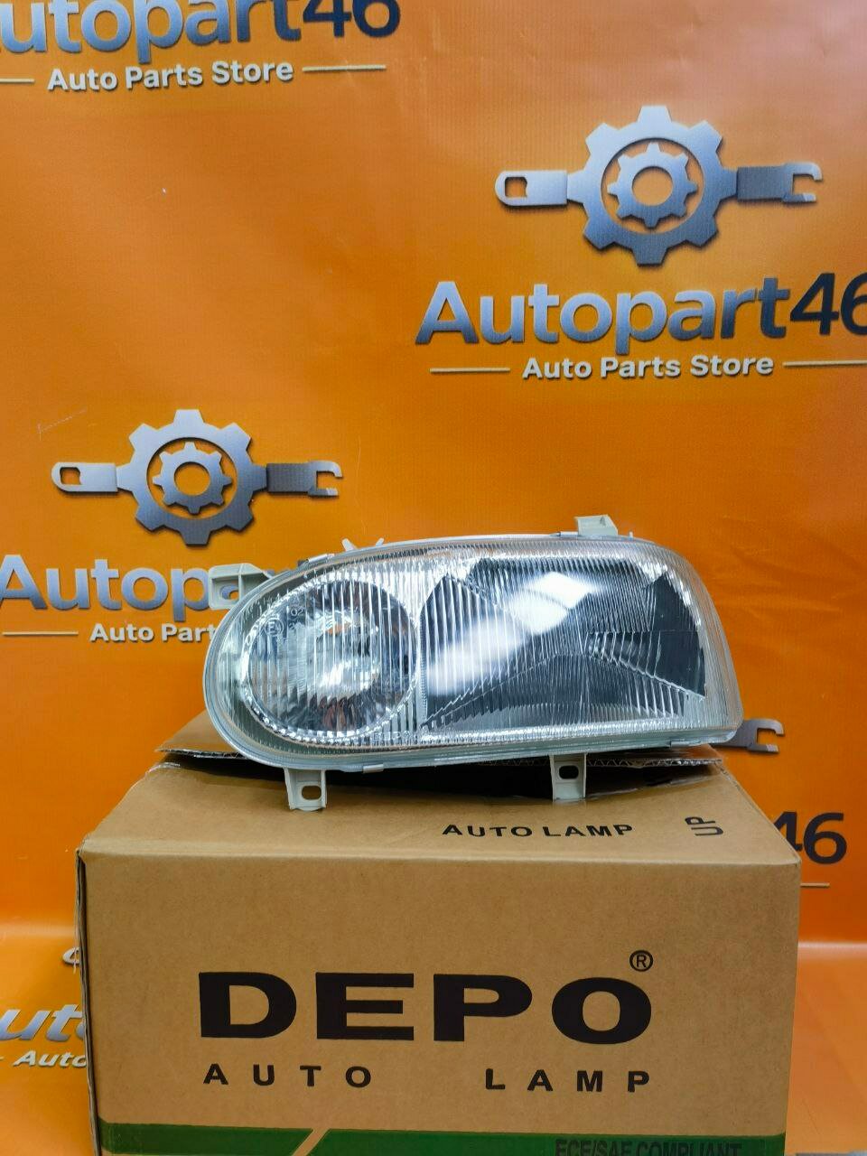 Фара левая фольксваген гольф 3 VW GOLF 3 с 1991 по 1998 под корректор DEPO 2 лампы