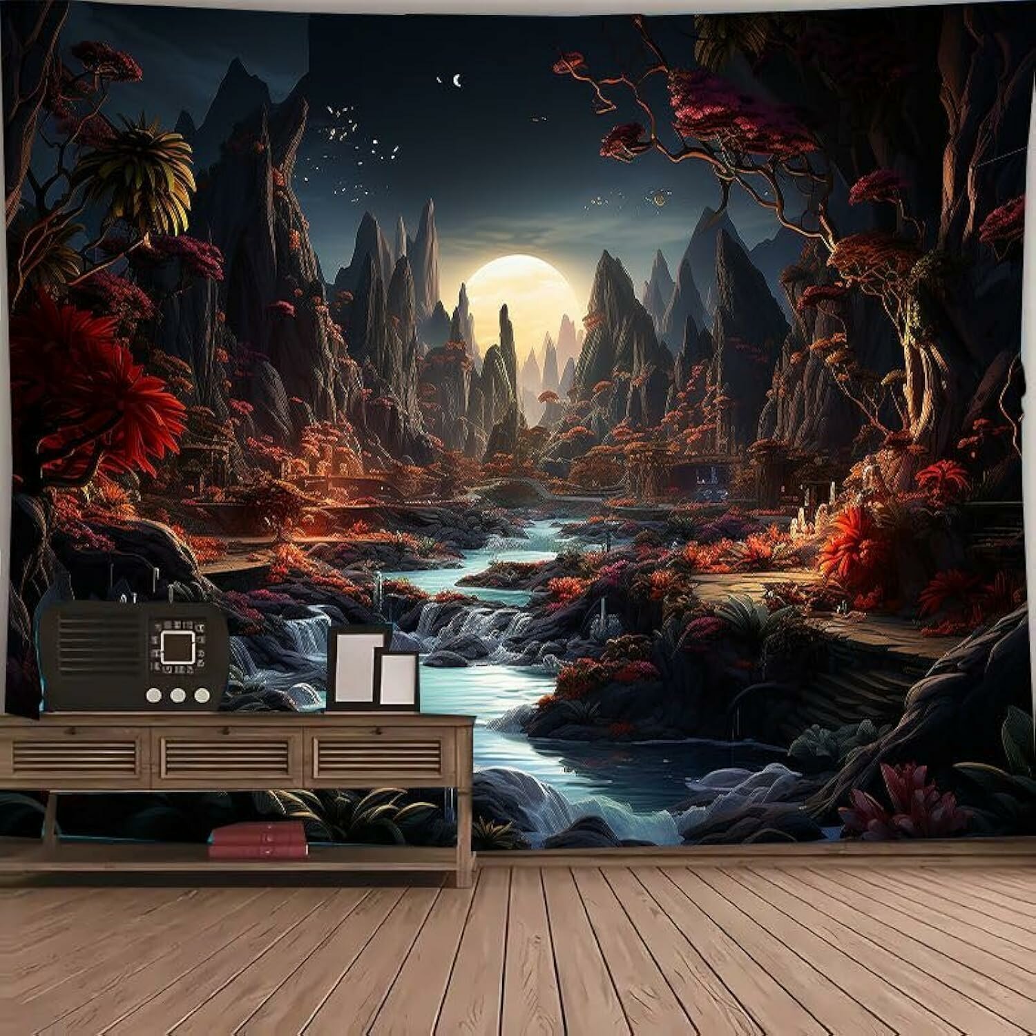 Настенный гобелен Лунный лес плакат 200cm x 150cm