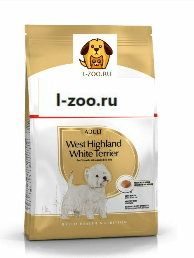 West Highland White Terrier (3кг). Корм сухой полнорационный для взрослых и стареющих собак Вест-хайленд уайт терьер в возрасте 10 месяцев и старше