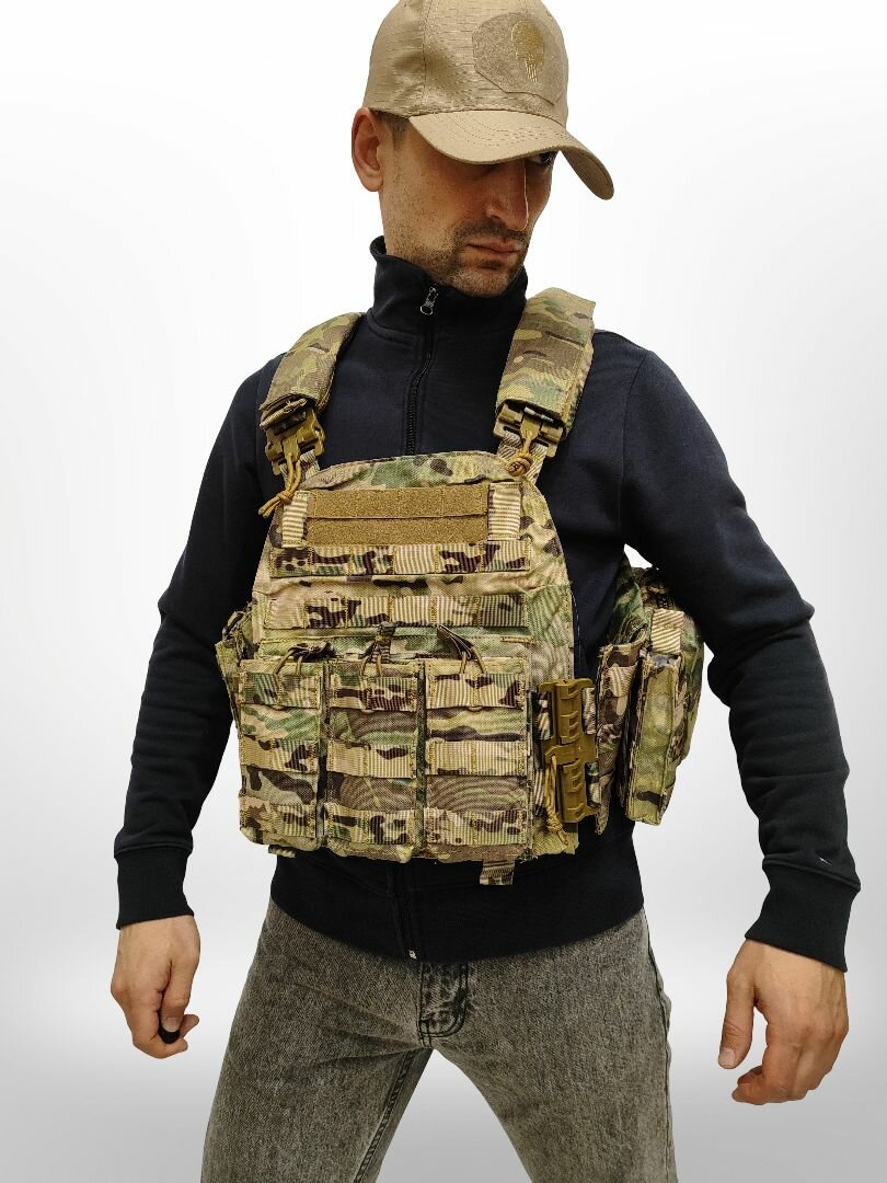 Разгрузочная система бронежилет /камуфляжный чехол под бронеплиты с системой быстрого сброса
