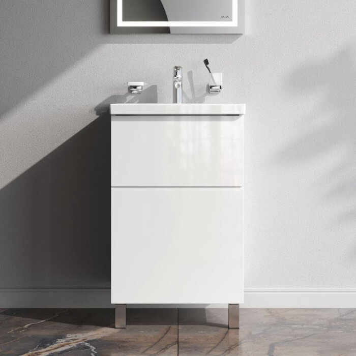 Тумба под раковину без столешницы AM.PM Gem 50 напольная, 2 ящика, белый глянец