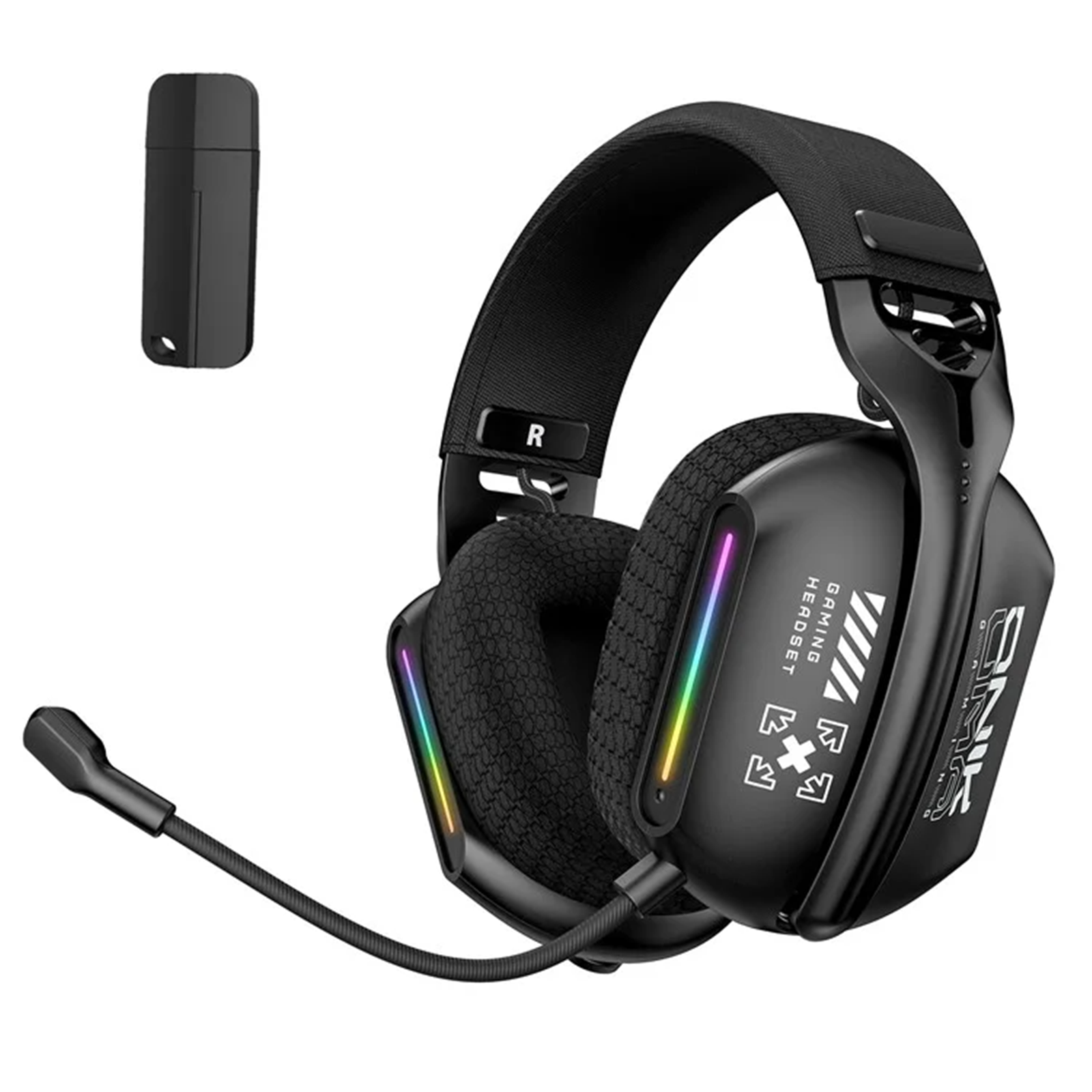 Гарнитура ONIKUMA GT808 Tri-Mode Wireless Gaming с микрофоном Active Noise Cancellation Bluetooth 5.3 2.4G Ultra Low Latency Phantom цвет RGB световой эффект 40mm драйвер JL7018 чипсет 1000mAh батарея 18H время работы 20mS задержка