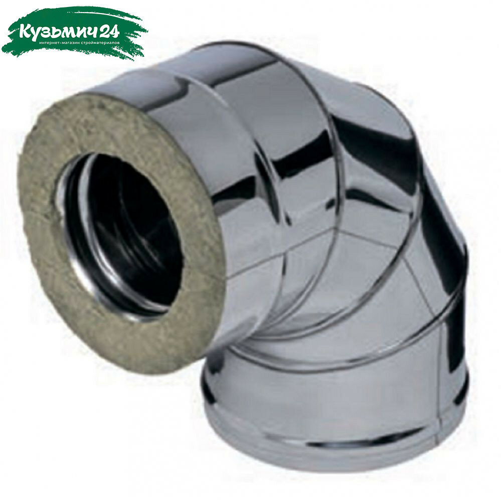 Отвод (колено) дымохода Ferrum К d 150х210 мм, угол 90 гр, сталь 0.5 мм, сэндвич-конструкция